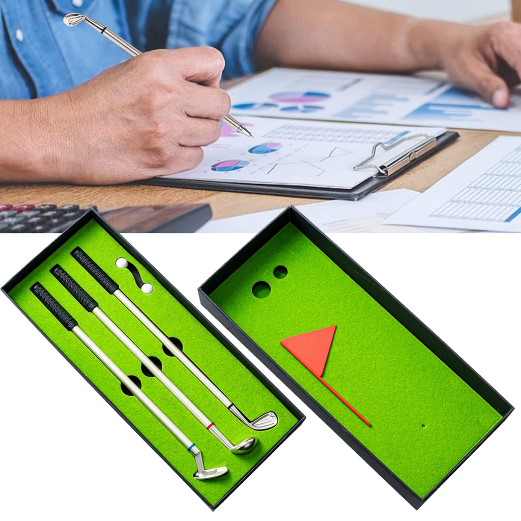 1 PCS Back To Office Desktop Mini Golf Green Metal Club Ballpoint Pen ...