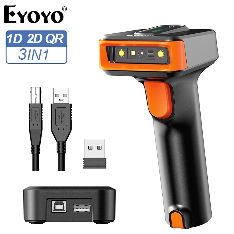 Eyoyo 2D Barcode Scanner QR Code Screen Reader with Base 3-in-1 Via ...