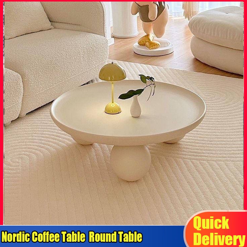 Nordic Coffee Table ins Simple Coffee Table Cream Round Table Living Room Small Table Modern ...