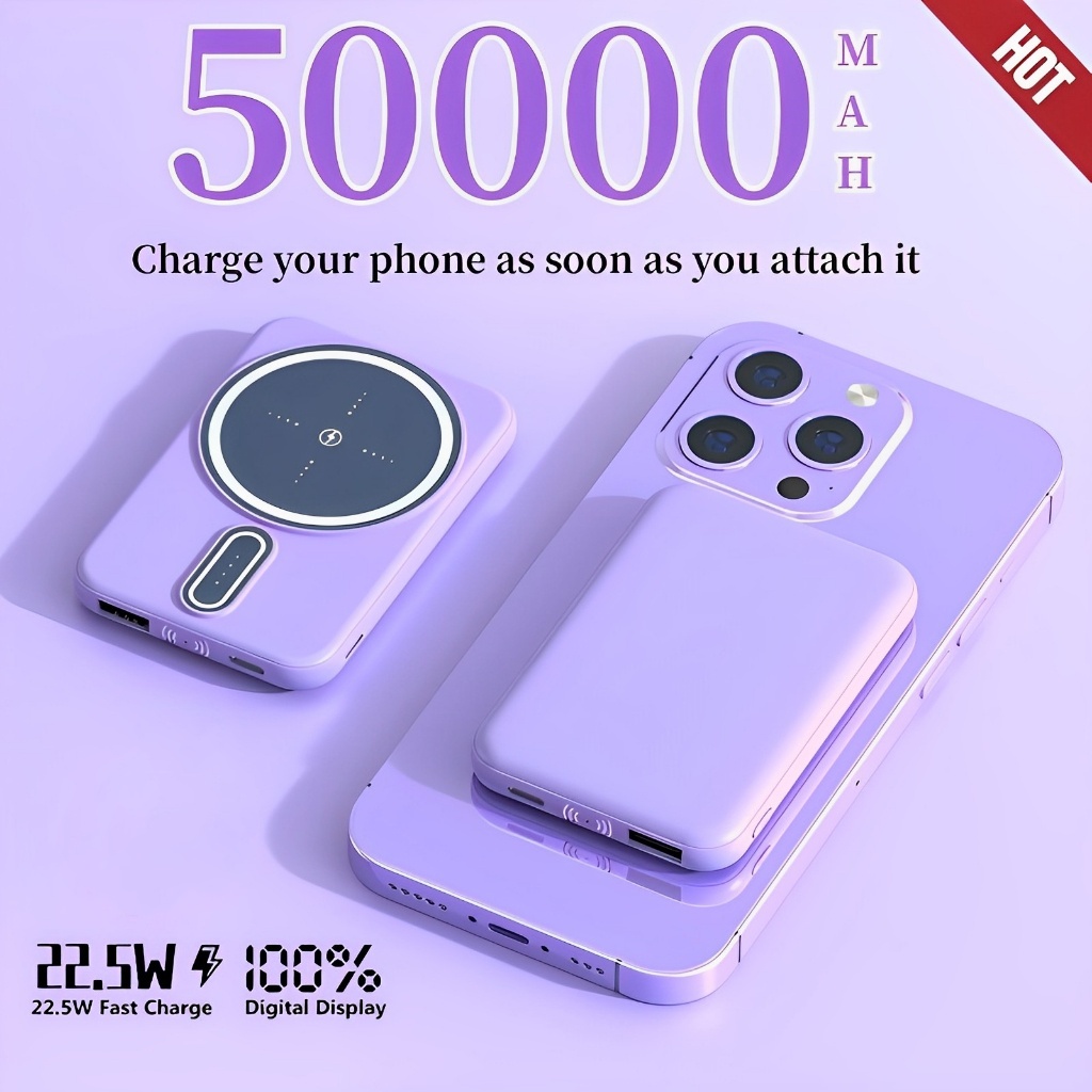 Local Delivery 】 50000mAh Mini Wireless Power Bank uses mobile phones ...