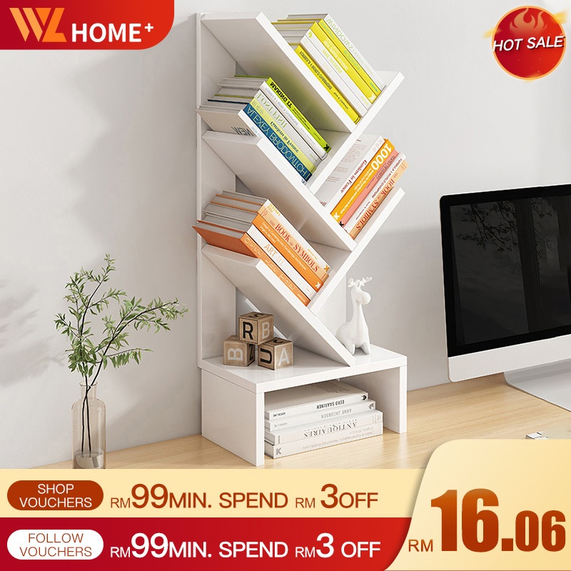 Rak buku moden desktop Rack rak buku bookshelf 3 Tier / 5 Tier Tree ...