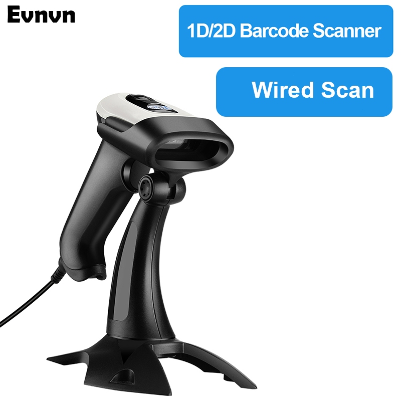 Evnvn 2D Barcode Scanner USB Wired with Adjustable Stand Auto Sensing ...