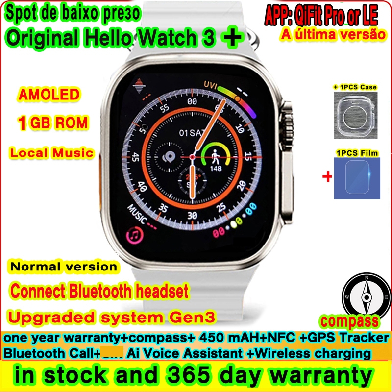AMOLED Hello Watch 3 + Original Smart Watch PLUS 1GB ROM NFC Compass ...