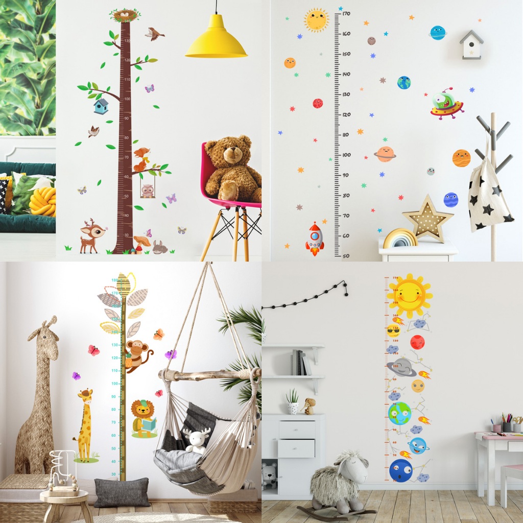 Color Forest Animal Tree Height Stickers Children's Room Kindergarten ...