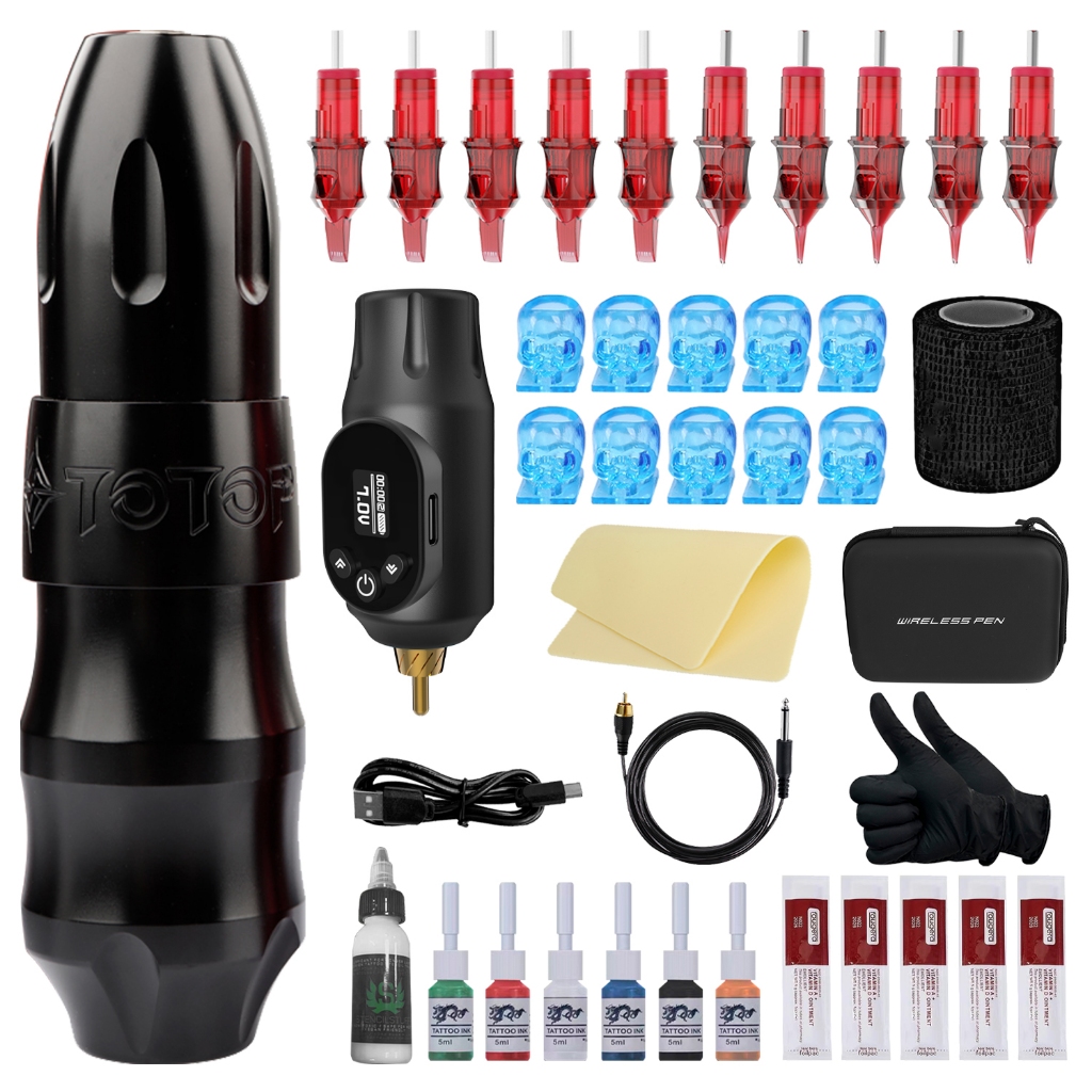Rotary tattoo machine kit with battery cartridges Complete tattoo pen ...