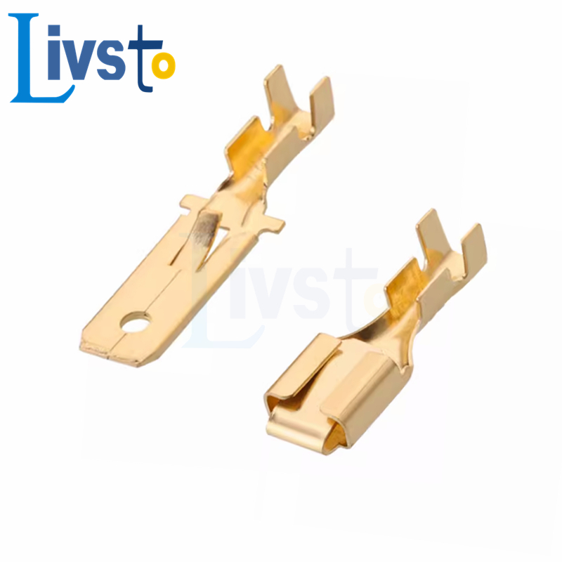 20/50 pcs 6.3 MM Car Crimp Terminal Spade Connector Copper Pins Auto ...