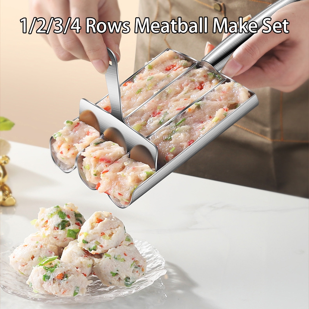 1/2/3/4 Rows Meatball Maker Kitchen Stainless Steel Making Ball Mold ...