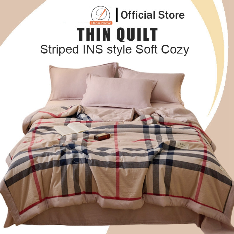 Selimut kotak-kotak coklat klasik Quilt Blanket Classic Lattice Thin ...