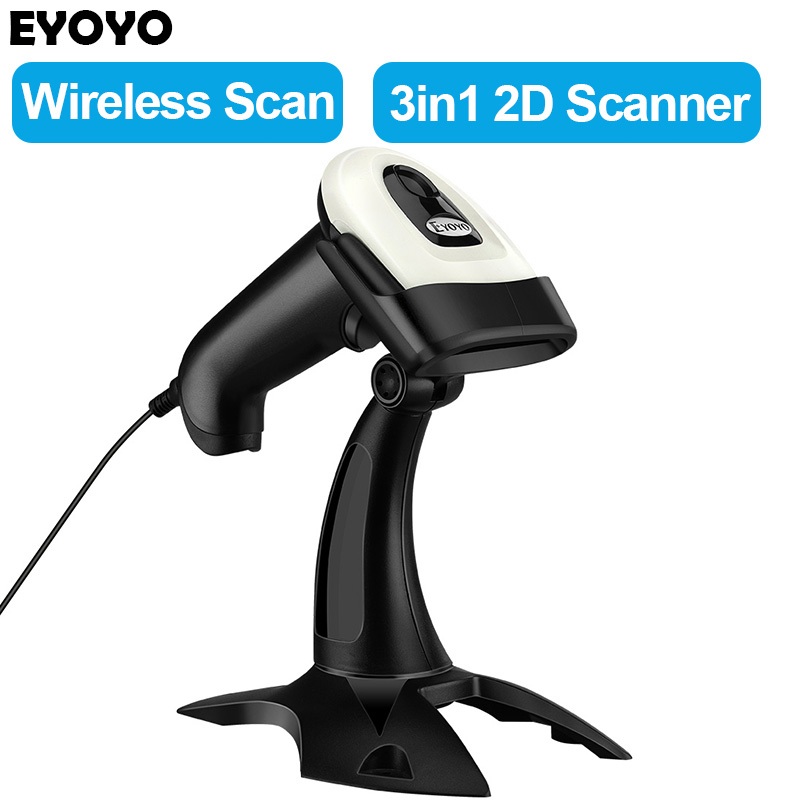 Eyoyo Handheld 1D 2D Barcode Scanner 3in1 Wireless Via Bluetooth USB Wired QR Code Scan Reader ...