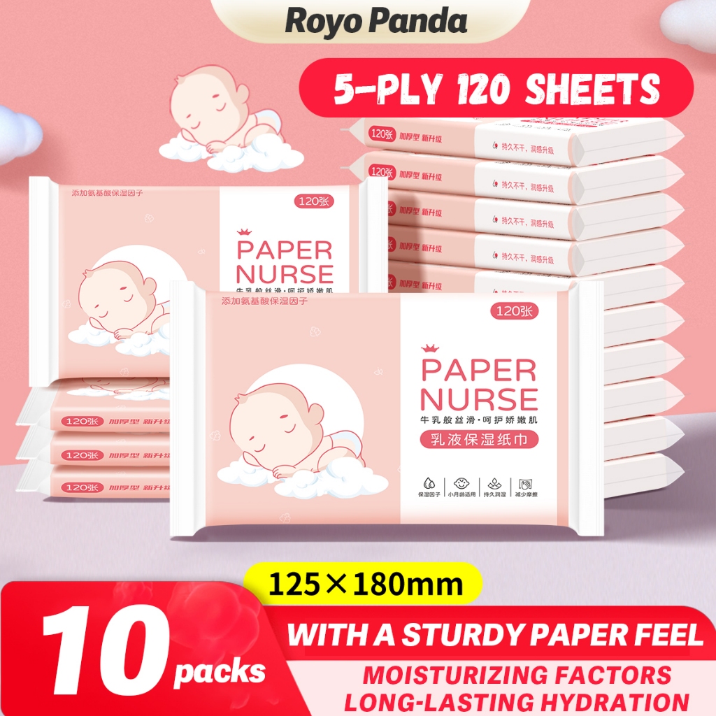 【10 Packs】Royo Panda Tissue paper for babies and mums Baby Wipes Tissue ...