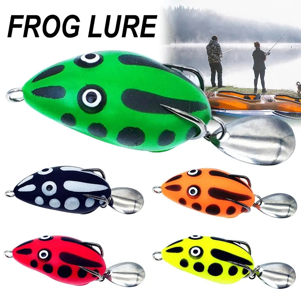 1Pcs Soft Frog Fishing Lure Double Hooks 4cm 6g Topwater Bass Spoon ...
