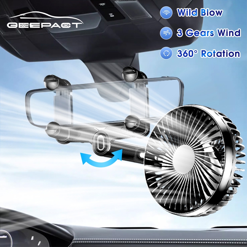 Geepact USB Car Fan 360° Adjustable Car Cooling Fan Air Fans Powerful ...