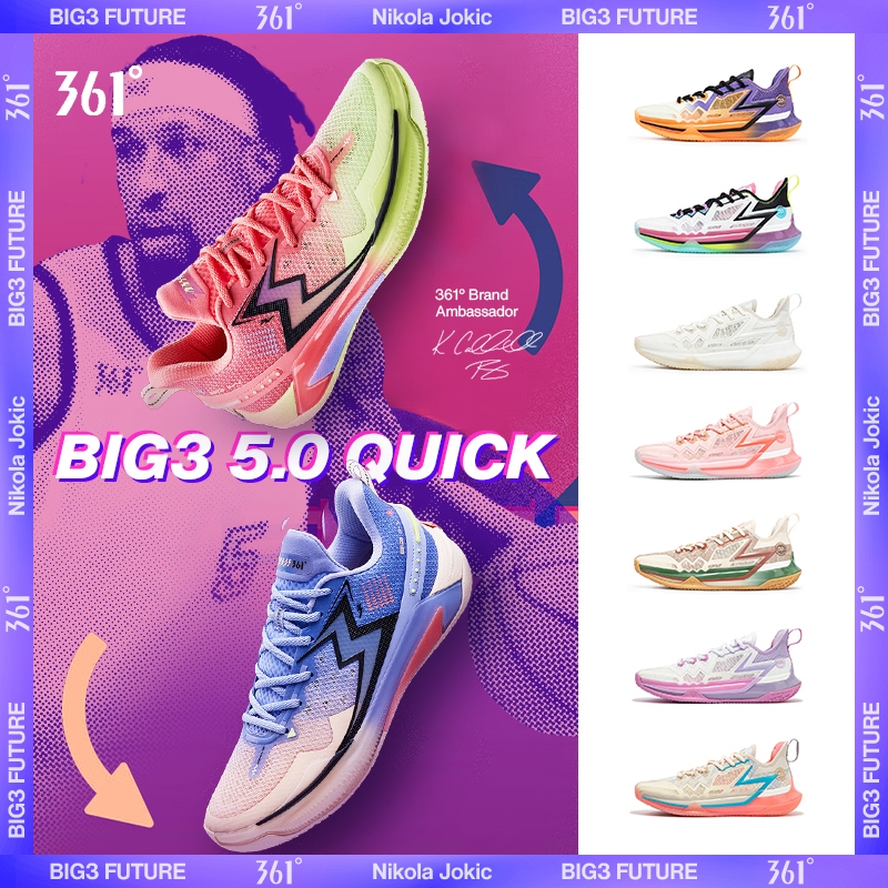 361 Degrees Big3 5.0 Quick Men Basketball Shoes Breathable Cushioning ...