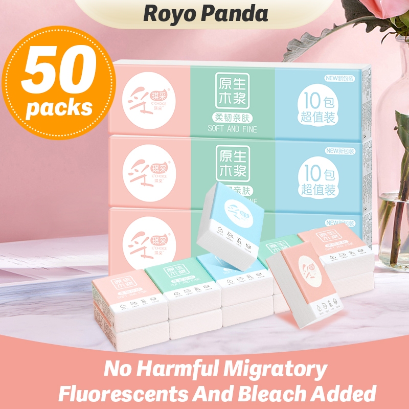 【50 Packs】 Royo Panda Handkerchief Tissue Pouch Portable Handkerchief ...