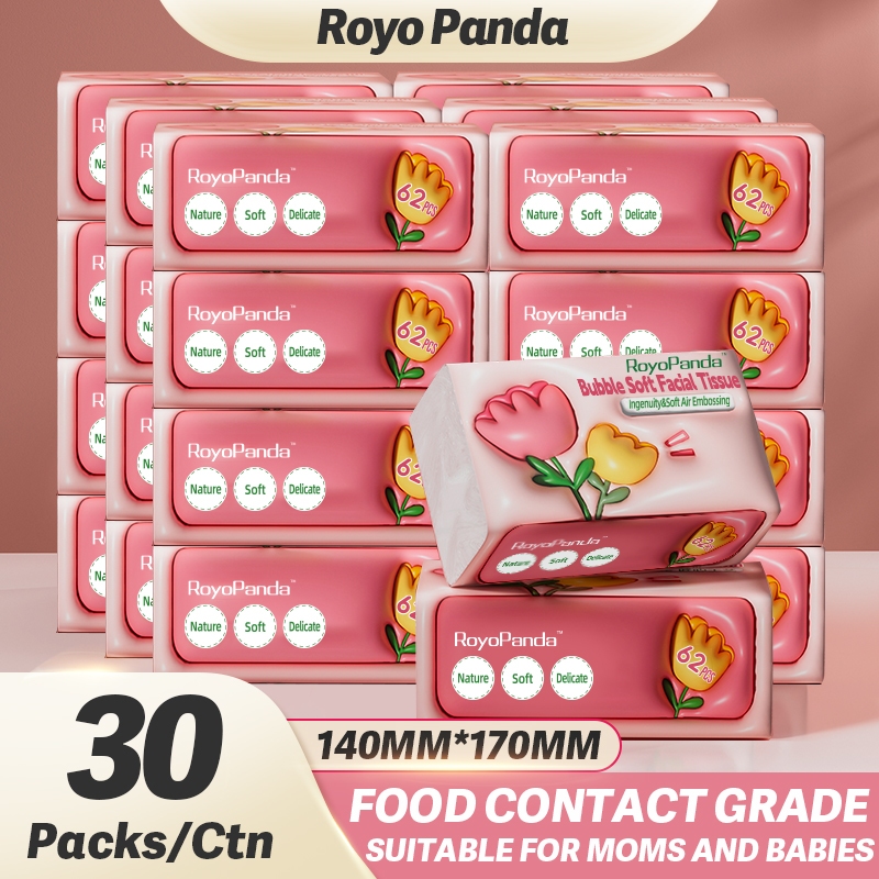 【30Packs】Royo Panda 3-Layer Soft Non-Fluorescent Paper Soft Deluxe ...