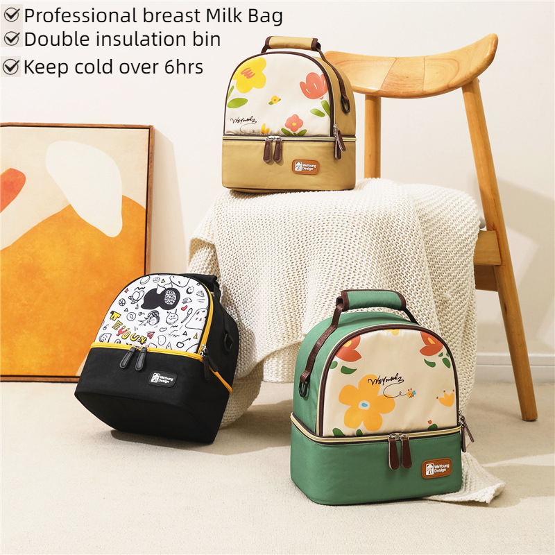 Breastmilk Cooler Bag Double-Layer Milk Bottle Insulation Bag Milk ...