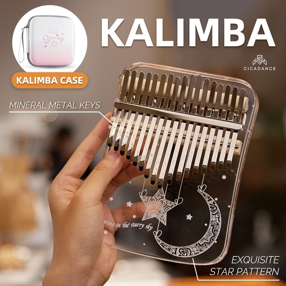 【With Bag】Hluru Acrylic Kalimba 17 keys/21 keys Star Series Transparent ...