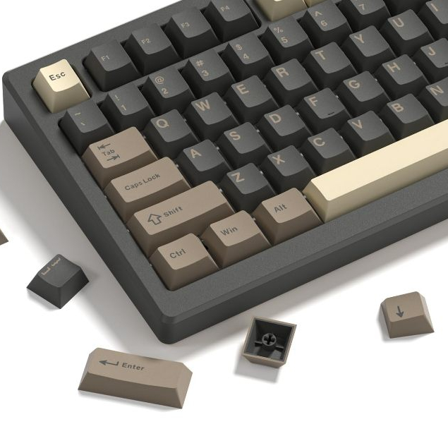 WOMIER 138 Keys Rrtro Brown PBT Keycaps Cherry Profile Double Shot ...