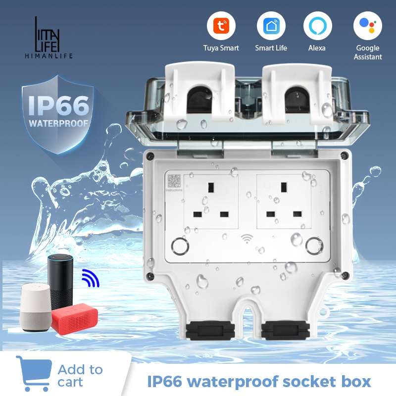 Avoir Wifi Weatherproof Socket Box Tuya Wifi Wall Smart 13A UK Standard ...