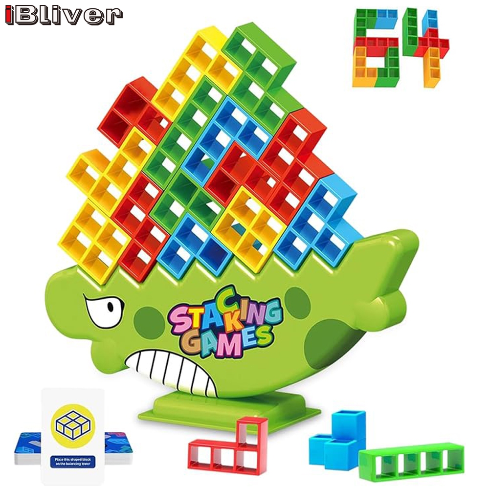iBliver 64PCS Balance Stacking Attack Block Games - Terra Tower Family ...