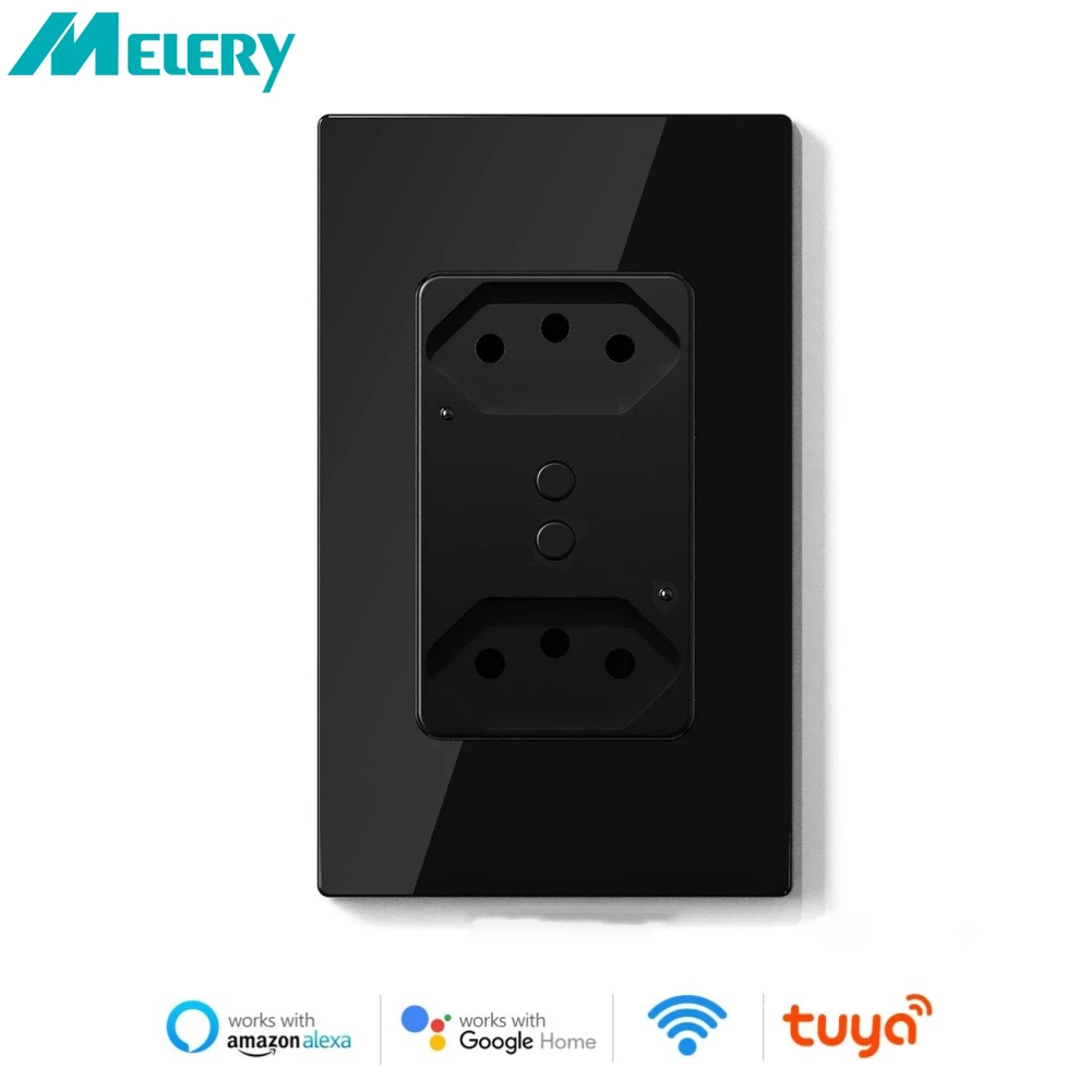 Melery WiFi Brazil Tomada Wall Socket 16A Smart Tuya Glass Panel ...