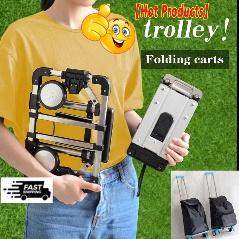 【HOT】 Folding carts Storage carts Mini grocery shopping trolley fully ...