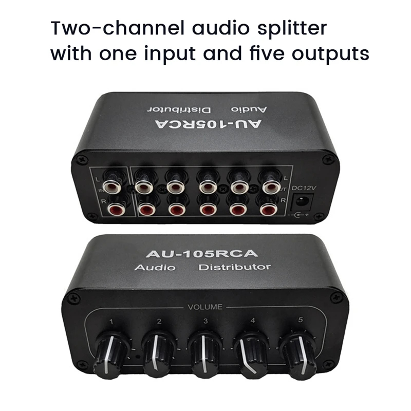 5CH Audio Distributor Stereo Audio Mixer 1 Input 5 Output RCA Splitter ...