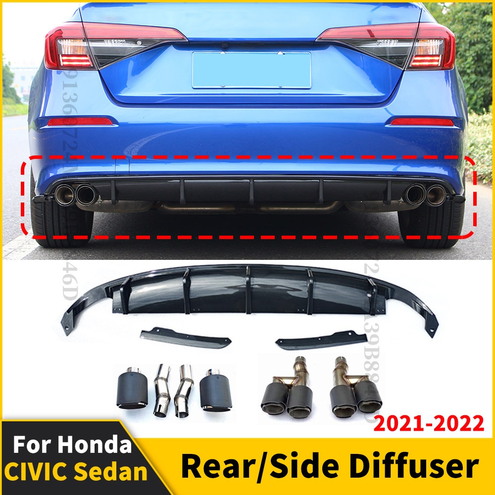 Rear Diffuser Side Bumper Lip Exhaust Pipe Vent Body Kit Splitter ...