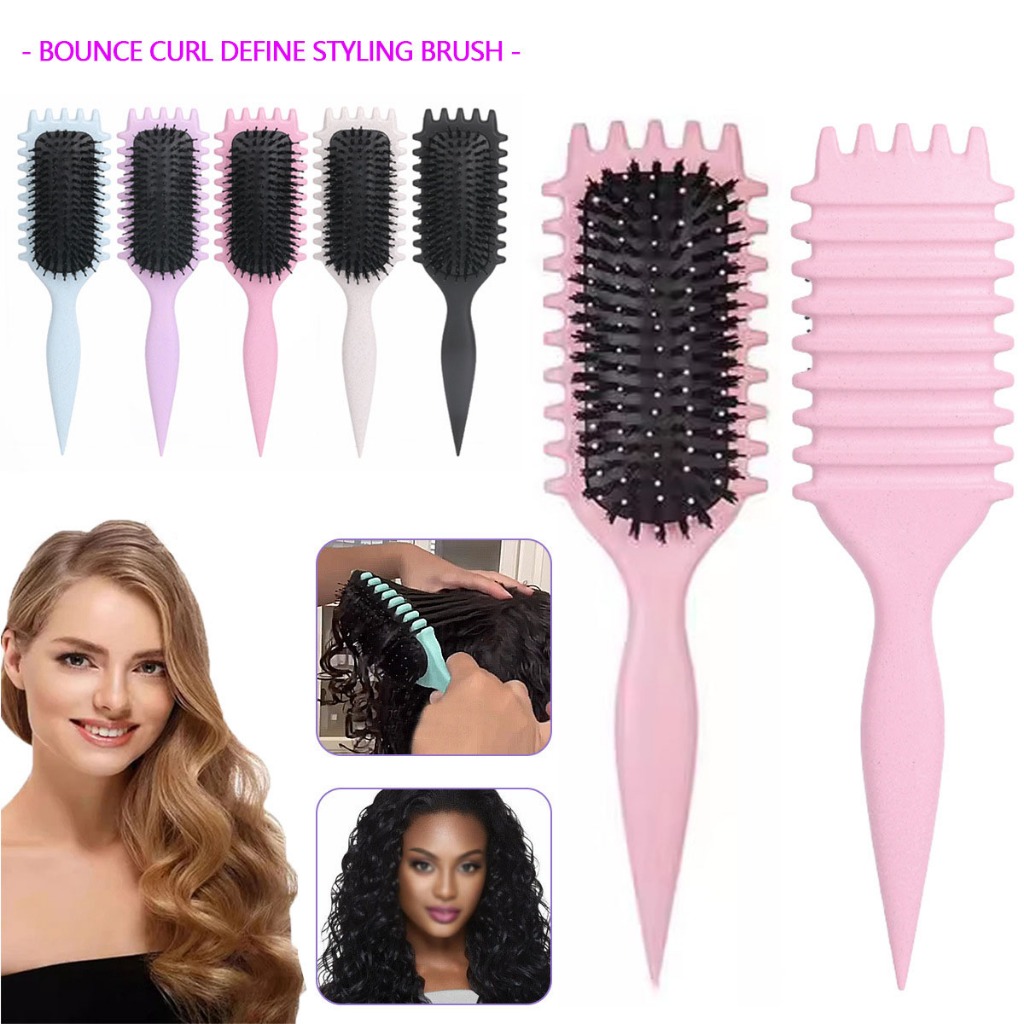 Bounce Curl Define Styling Brush Curl Hair Brush Detangling Hair Brush ...