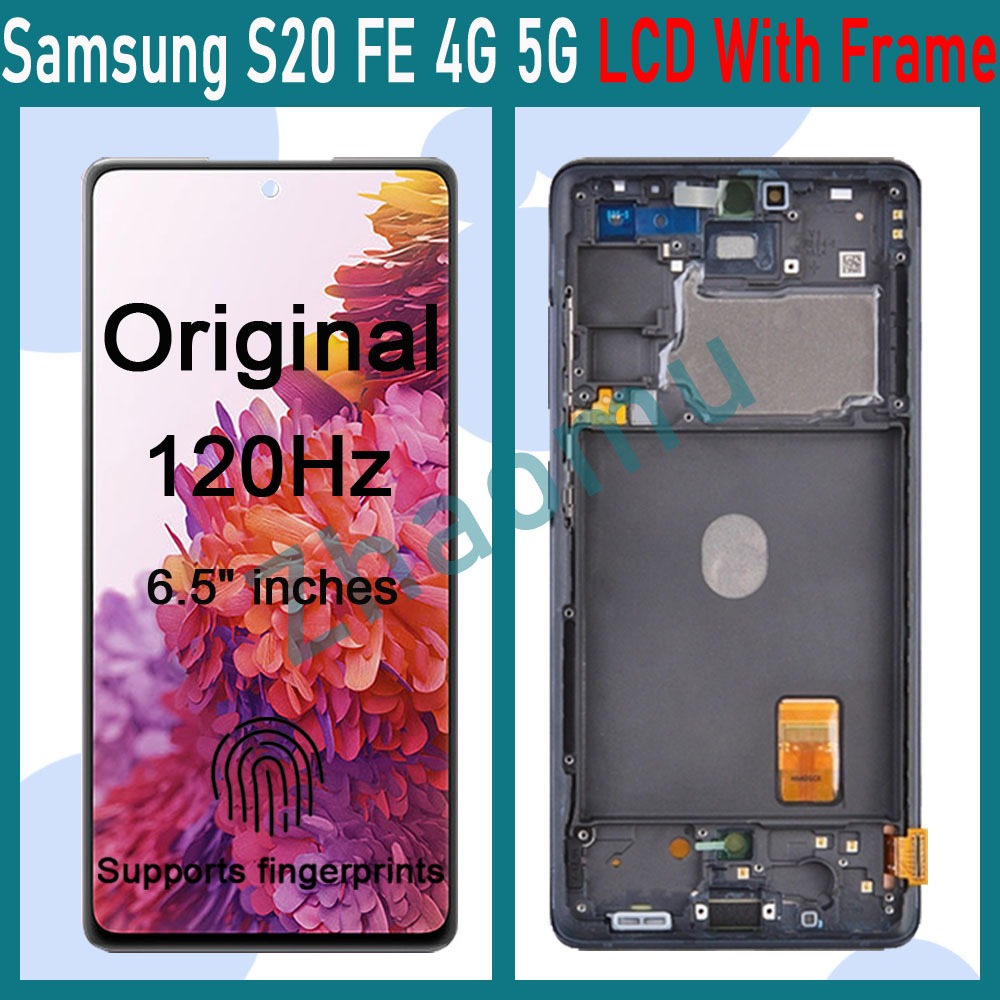 Original AMOLED Samsung Galaxy S20 FE 4G 5G LCD Display Touch Screen With Frame Replacement ...