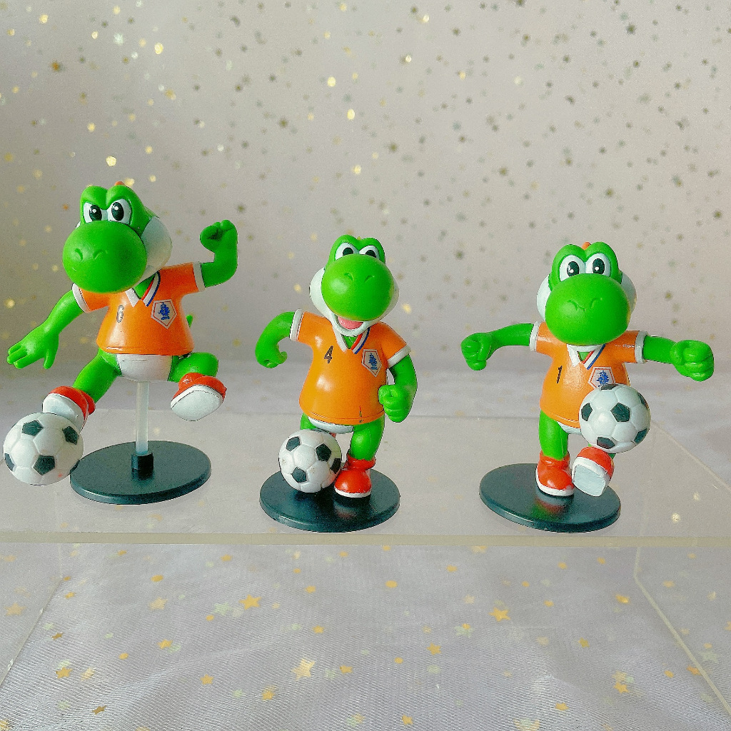 3Pcs 8cm Super Mario Football Luigi Peach Bowser Yoshi Wario Action ...