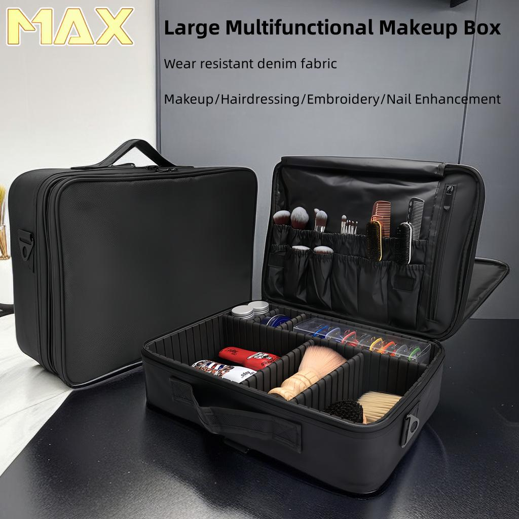 Denim High-Capacity Makeup Bag Simple and Portable with Multiple Layers ...