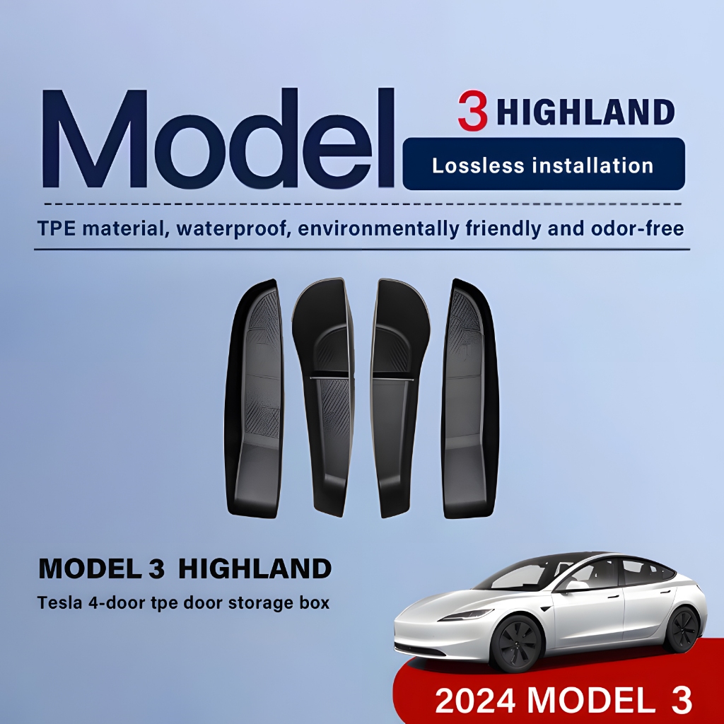 Set of 4 Door Storage Boxes for 2024 Tesla Model 3 Highland Front and ...
