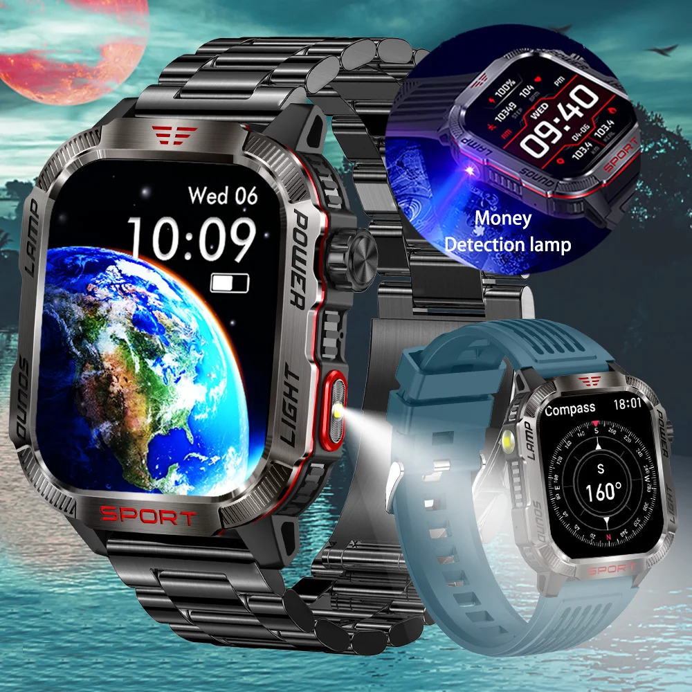 2024 New Android Military Smartwatch For Men LED Flashlight Compass ...