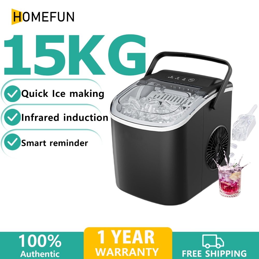 HOMEFUN Ice Maker Machine Fast Portable Household Intelligent Ice Cube ...