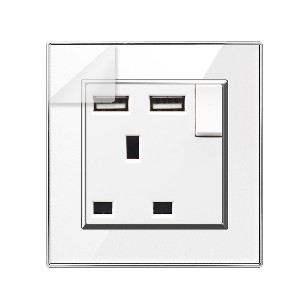 VISWE wall socket usb socket 3 pin socket 13a socket 250V,86*86mm Acrylic panel | Shopee Malaysia