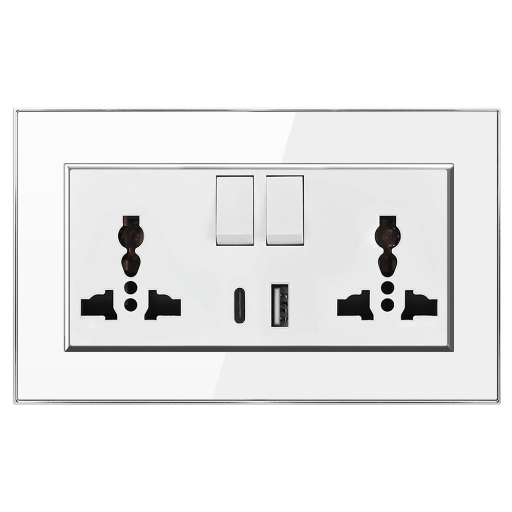 VISWE wall socket 3 pin socket universal socket 13a socket 250V double socket usb c socket,146 ...
