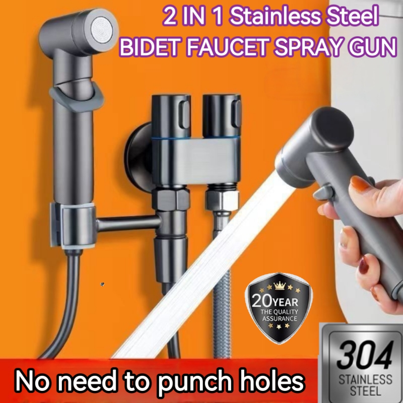 Bidet Spray Set High-Pressure Double Outlet Bathroom Shower Head Toilet ...