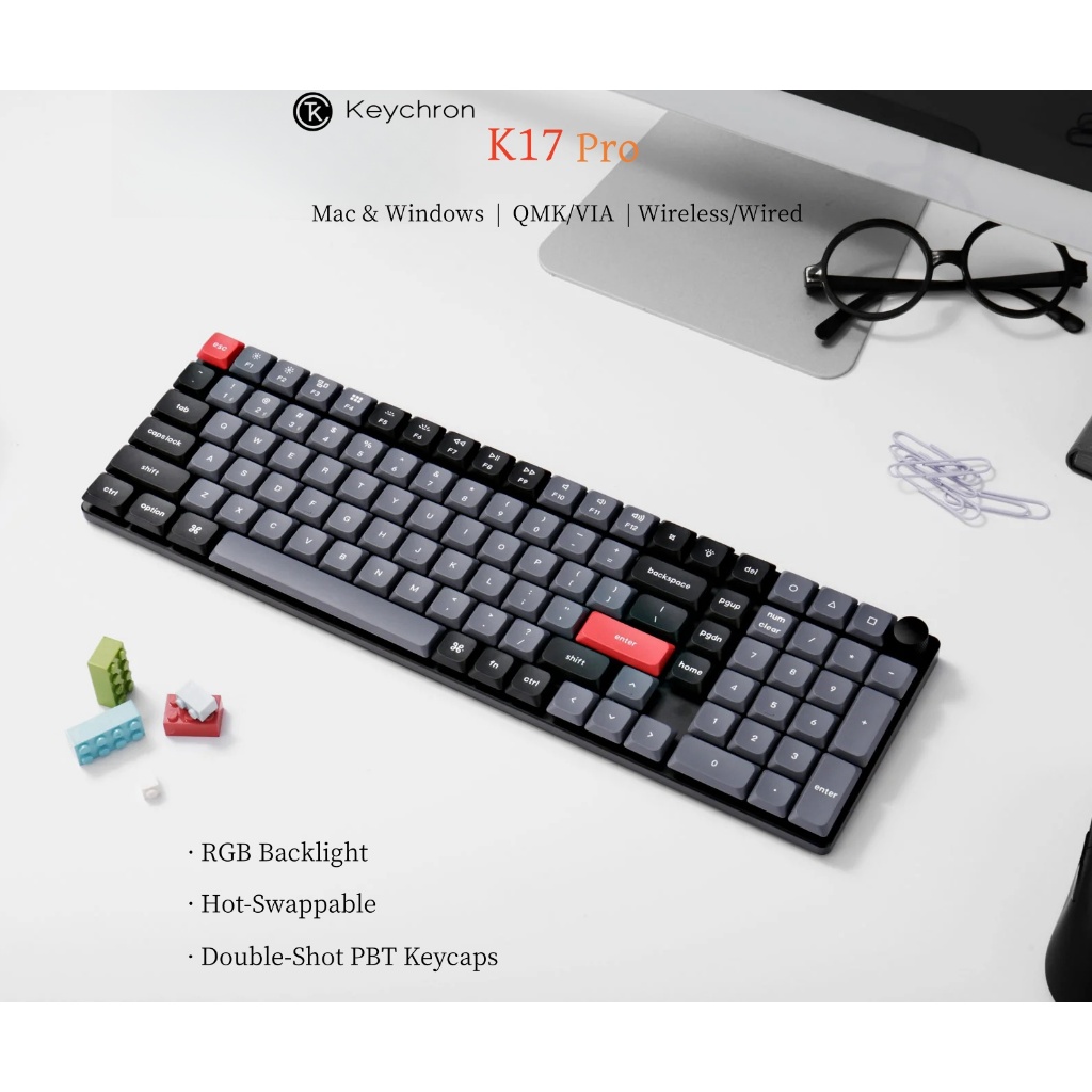 Keychron K17 Pro (96% layout) Low profile Ultra-Slim QMK/VIA Wireless ...