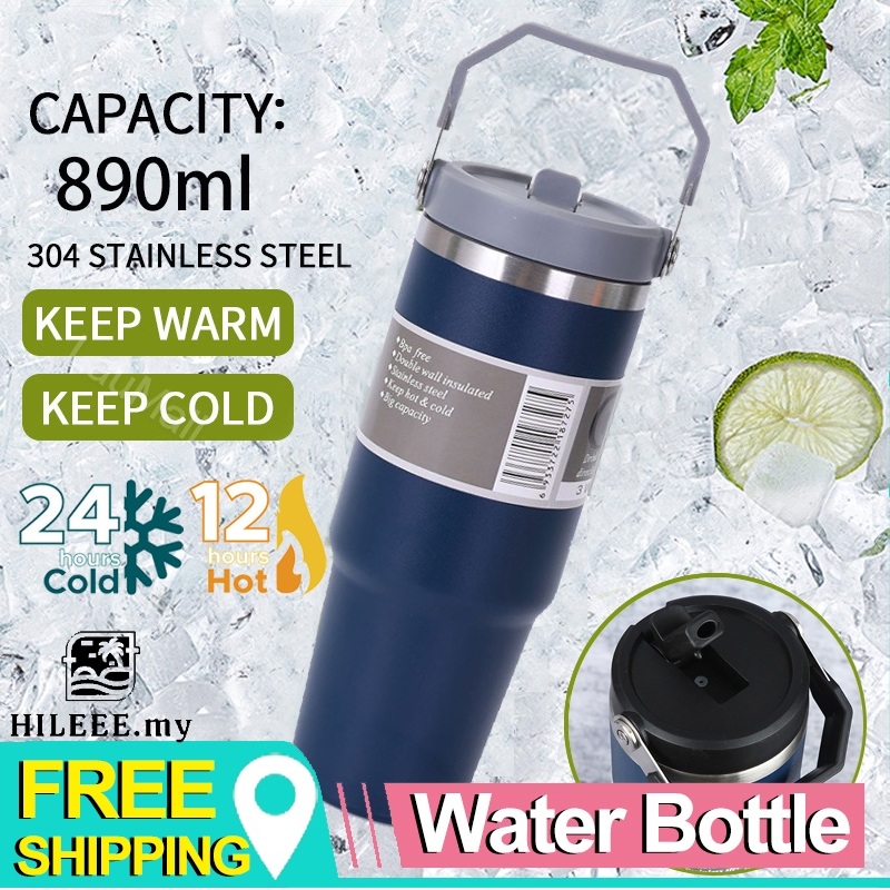 890ml 304 Stainless Steel Vacuum Flasks Insulated Flask Water Bottle stainless steel handheld ...