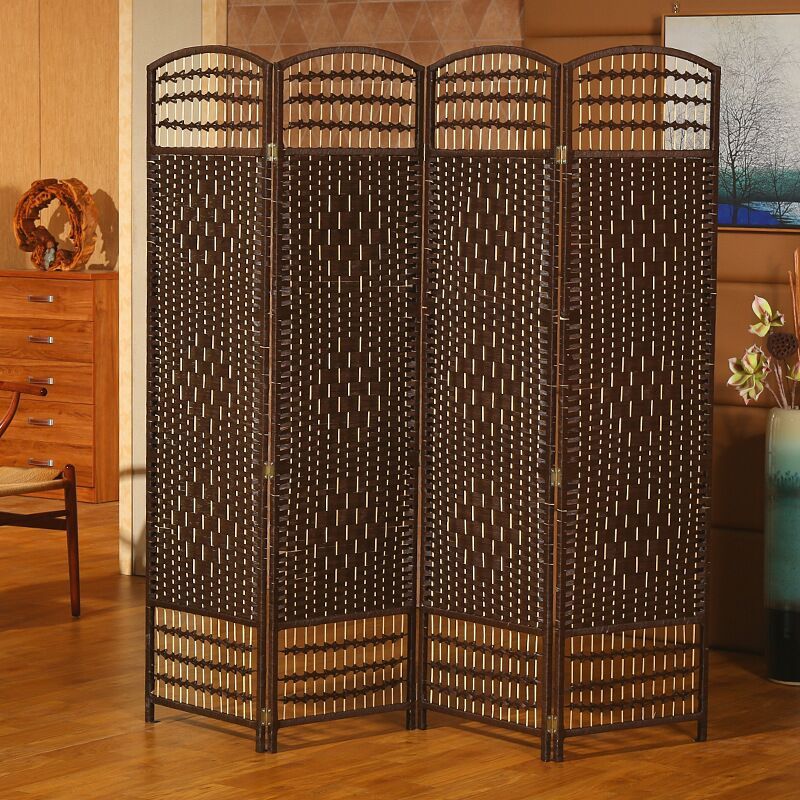 Paper rattan partition folding screen seat screen screen solid wood ...