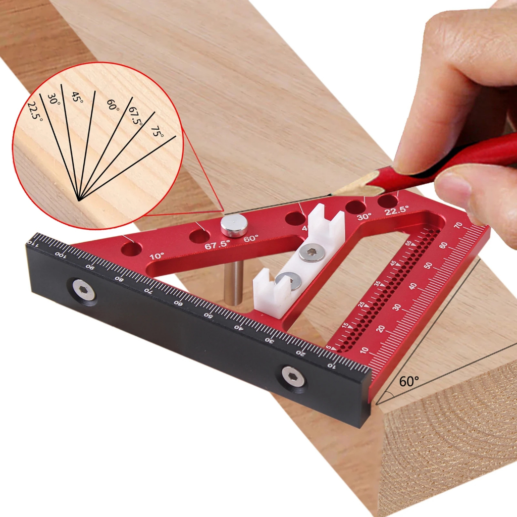 Metric 1Pc 3D Multi Angle Measuring Ruler 22.5-90 Degree Aluminium ...