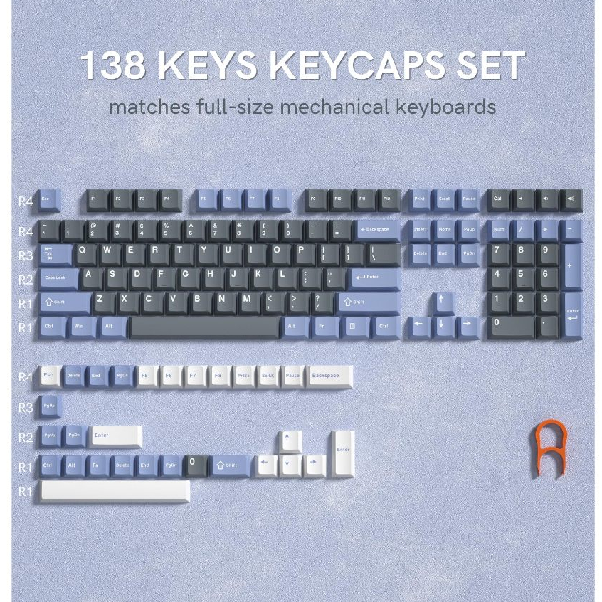 WOMIER 138 Keys Minimalist Color Cherry Profile Keycaps PBT Double Shot ...
