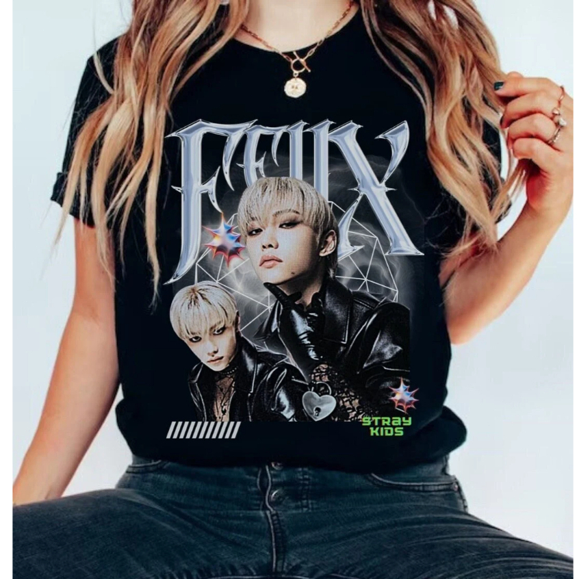 Felix Retro Bootleg T-shirt Stray Kids Fan Clothing K-pop Fashion K-pop ...