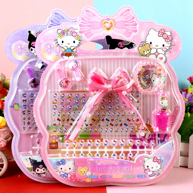 Cute Sanrio Kids Nail sticker set Kuromi Creative DIY nail sticker gift ...