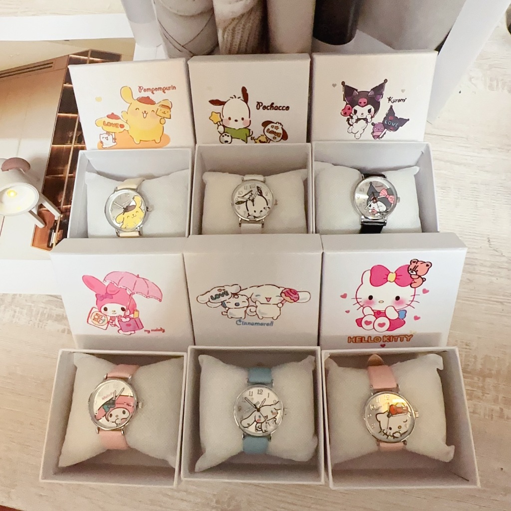 Cute Sanrio Kuromi Quartz Watch Cartoon Cinnamoroll Melody Pochacco ...