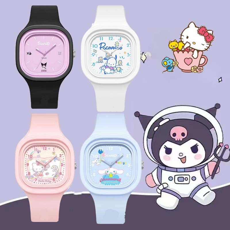 Kegllect Kids Sanrio Cartoon Watches HelloKitty Kuromi Square Dial ...