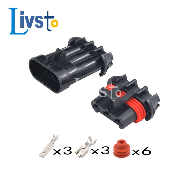 1 Set 3 Pin Waterproof Automotive female male DJ70382A-6.3-11/21 Cooler ...