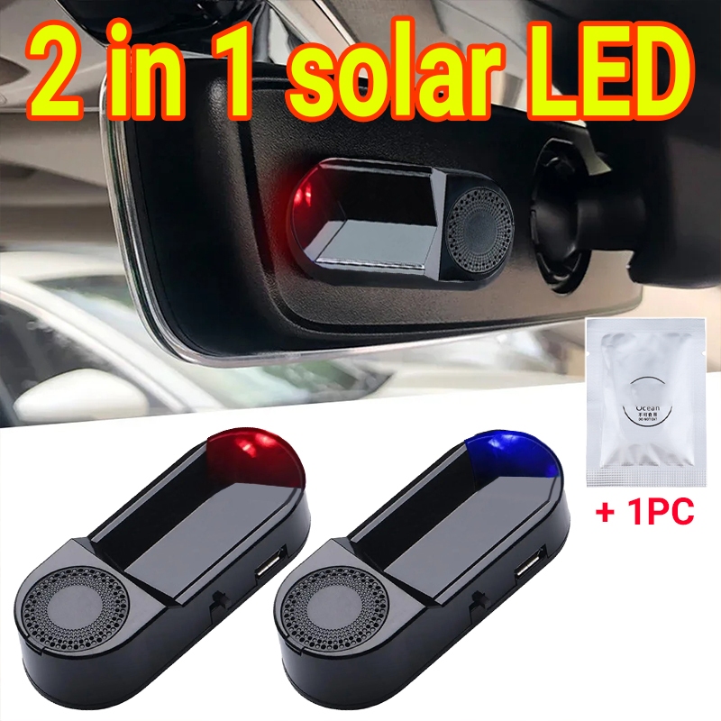 2-in-1 LED Light Alarm Lamp Car Simulation Fake Anti-theft Caution LED ...
