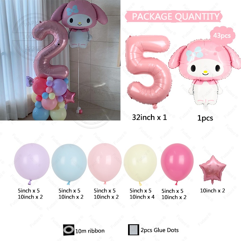 43 Pieces Sanrio Melody Pink Numbers Holiday, Birthday, Party and other ...
